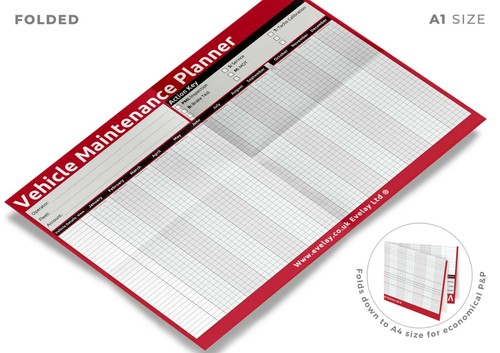 HGV PSV Vehicle Maintenance Wall Planner A1 Forward Un-Dated Folded Or ...