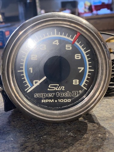 Vintage Sun Super Tach II Tachometer 8000 RPM + Bracket | Aftermarket ...