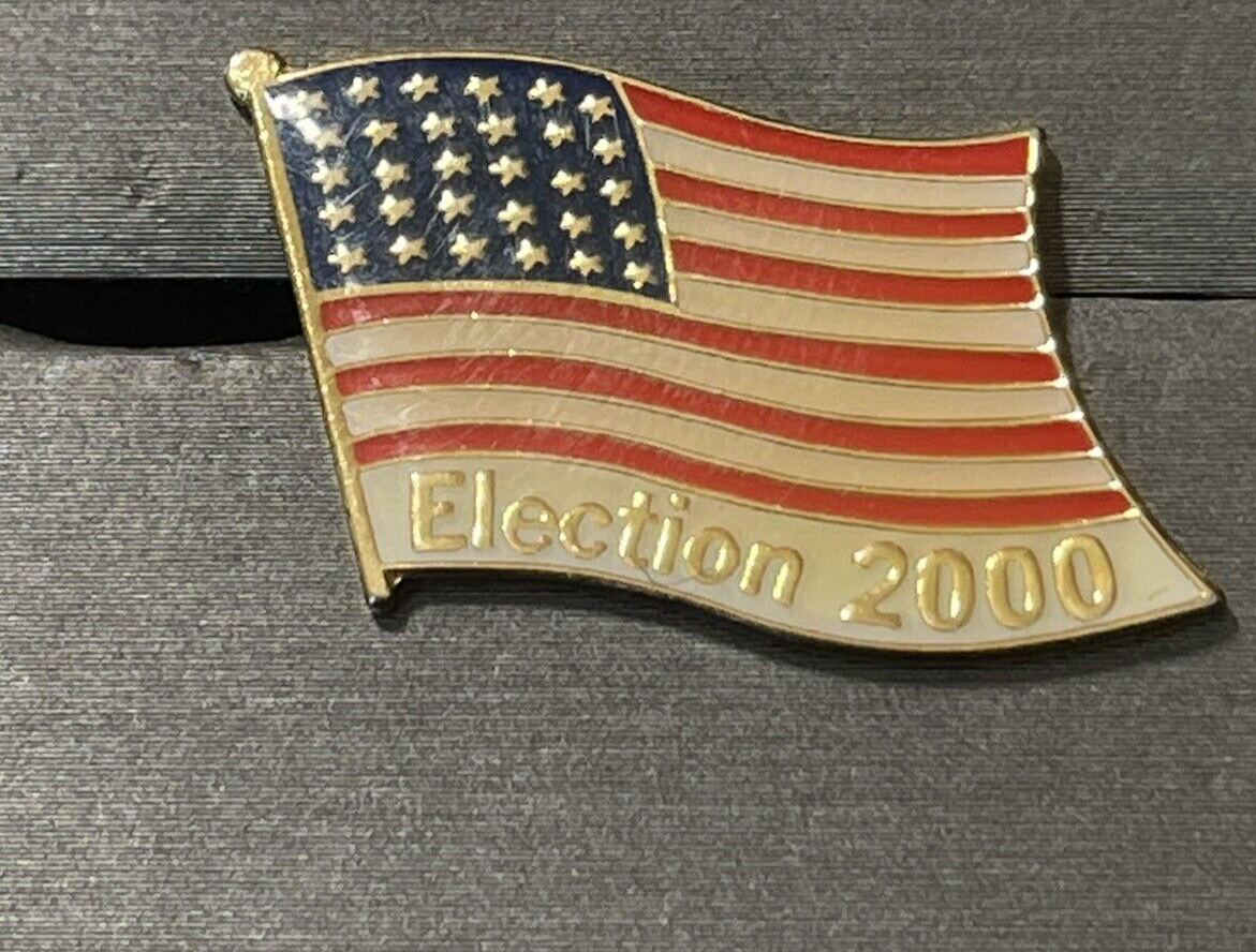 Vintage Election 2000 Enameled Flowing U.S. Flag Gold Tone Enameled ...
