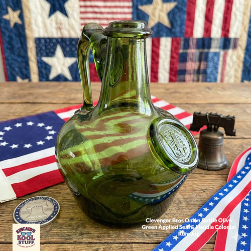 Clevenger Bros Onion Bottle Olive Green Applied Seal & Handle Colonial ...