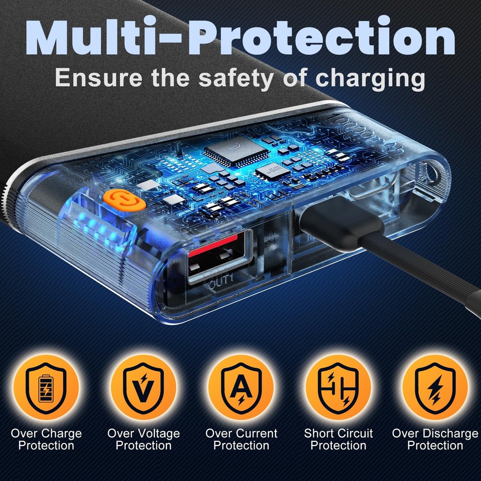 10000mAh Power Bank – 22.5W Fast Charger with USB-C Cable, Slim ...