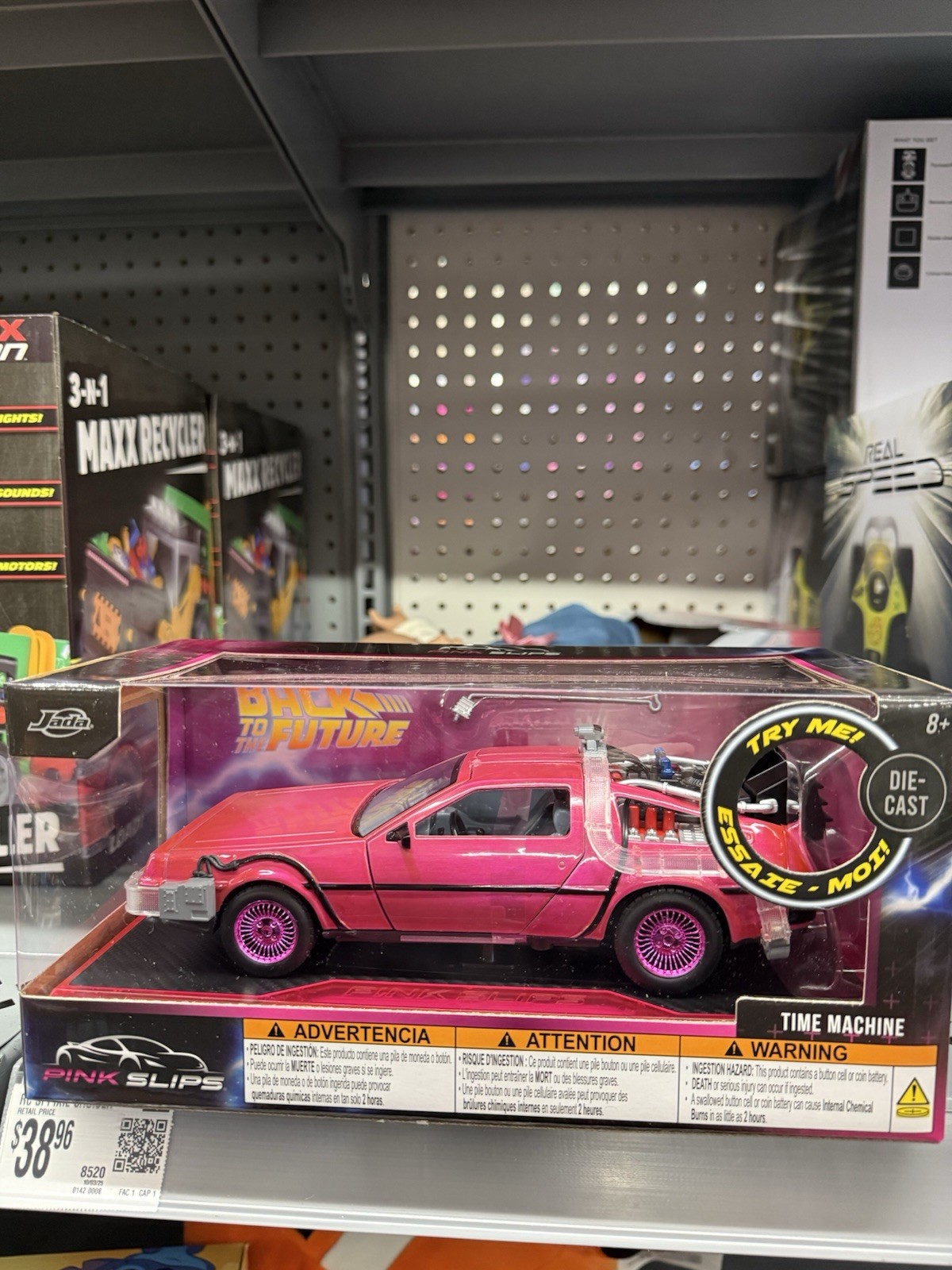 Jada Pink Slips 1:24 Back To The Future Time Machine Pink CHASE Light ...