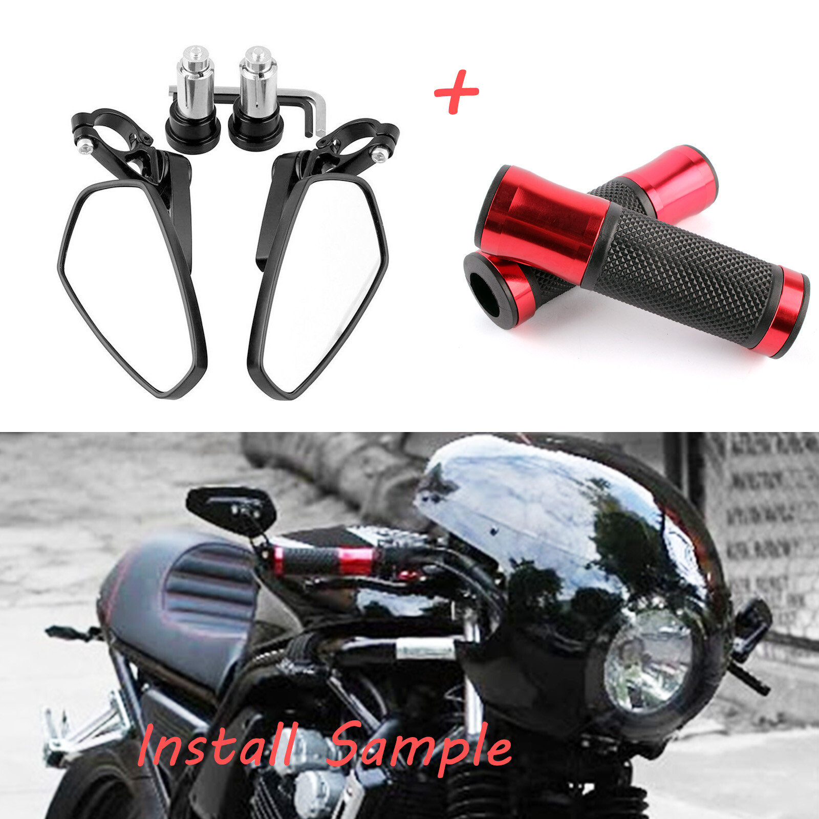 7/8" Bar End Rear View Mirrors For 2017 Yamaha FZ07 FZ09 FZ6R YZF600R ...