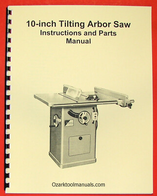 JET/Asian CTAS-10 10" Tilting Arbor Table Saw Owner Operator & Parts ...