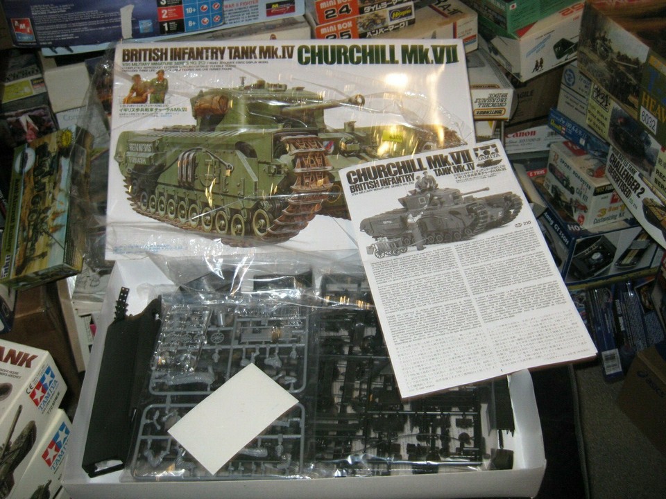MIB parts sealed Churchill Crocodile w/3 crew, 1 farmer-Tamiya -1/35 ...