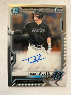 2021 Bowman Chrome Draft Auto TANNER ALLEN 1st Bowman Miami MARLINS # ...
