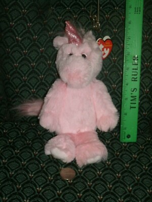 Ty Cuddlys (Attic Treasure) Estelle Pink Unicorn Plush 10" Stuffed ...