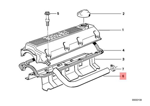 Genuine BMW E30 E34 E36 Coupe Cylinder Head Cover Vent Hose OEM ...