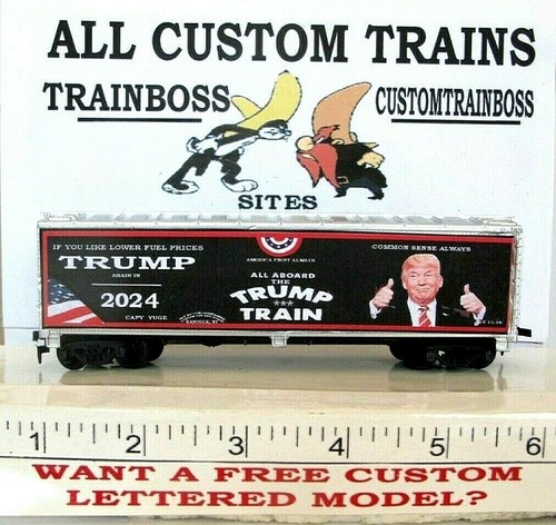 HO SCALE CUSTOM LETTERED TRUMP TRAIN 2024 LOWER FUEL REEFER ALSO AVAIL ...