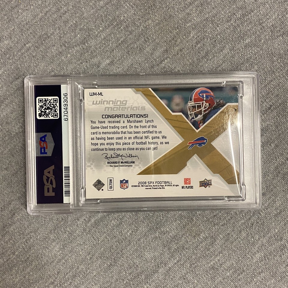 2008 SPx Winning Materials Marshawn Lynch AFC Patch /25 Game Used 4 ...