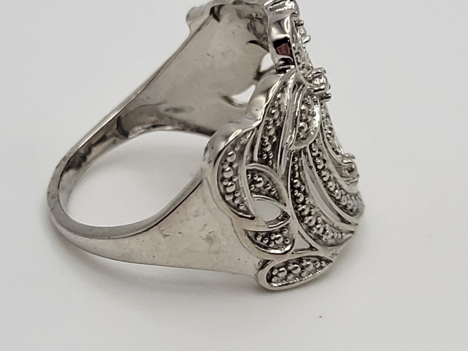 Vintage Djoy Sterling Silver Floral Ring Size 8 - Gem