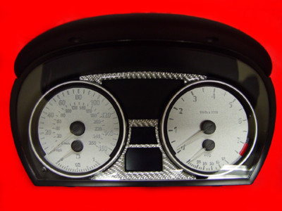 2006-2007 BMW E90 4 Door E91 5 Door 3 Series Silver Gauge Face Overlay ...