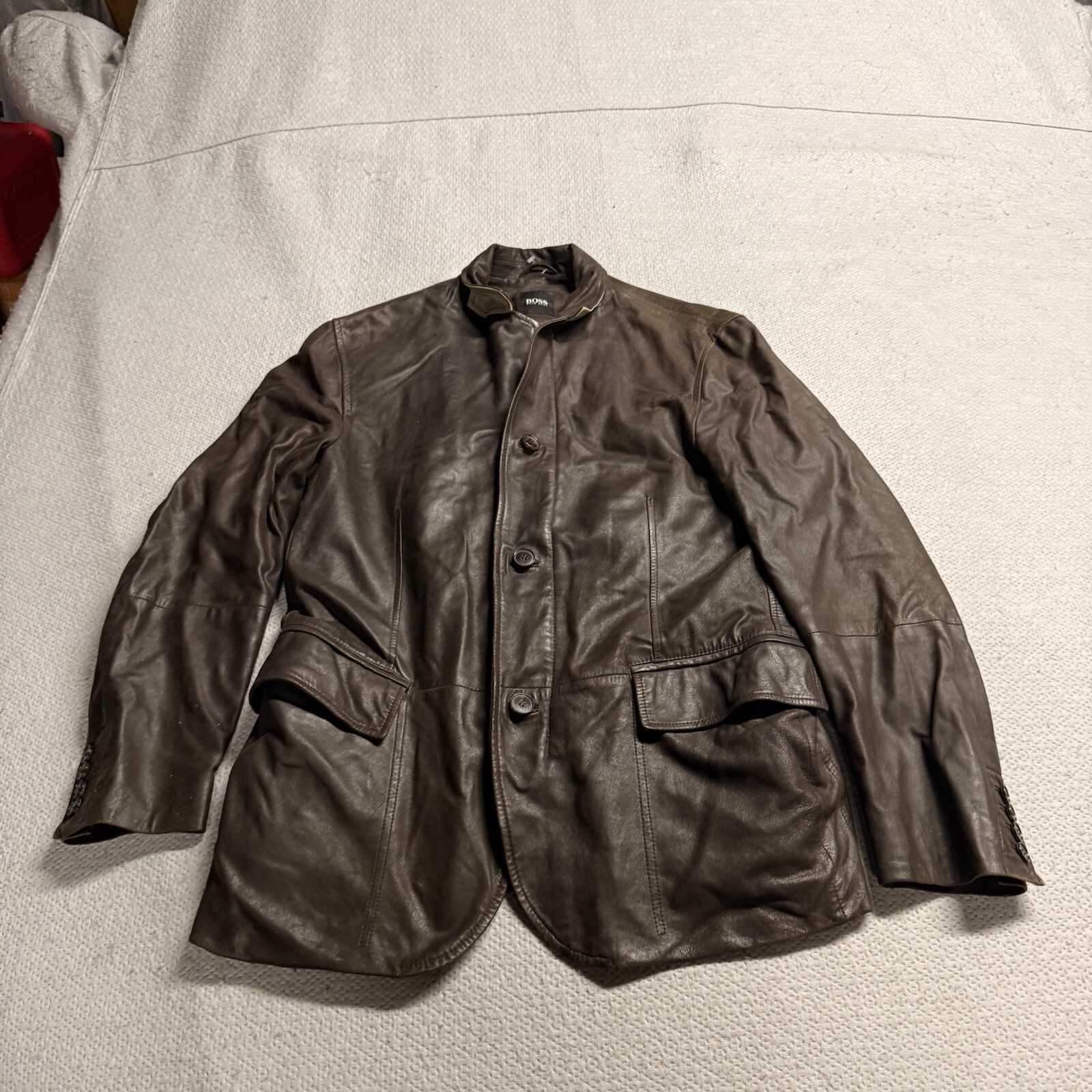 BOSS Men’s 100% GOAT Skin Leather Jacket Blazer Size … - Gem