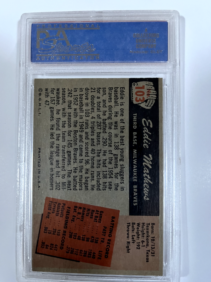 1955 Bowman Eddie Mathews #103 PSA 7 | eBay