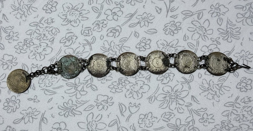 Antique Rare Egyptian King Farouk I Coin Bracelet Middle Eastern Coin ...