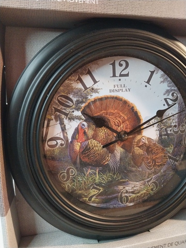 Reflective Art 10' Wall Clock Turkey "Full Display" Wildlife Indoor NEW ...