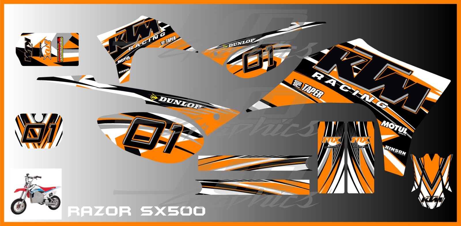 Razor SX500 graphics kit decals THICK AND HIGH GLOSS | eBay