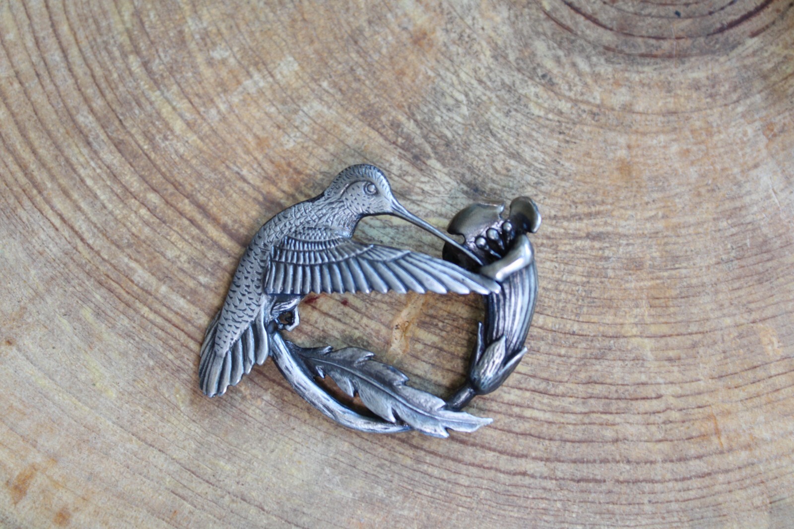 Sid Bell Sterling Silver Hummingbird Flower 1970s Bro… - Gem