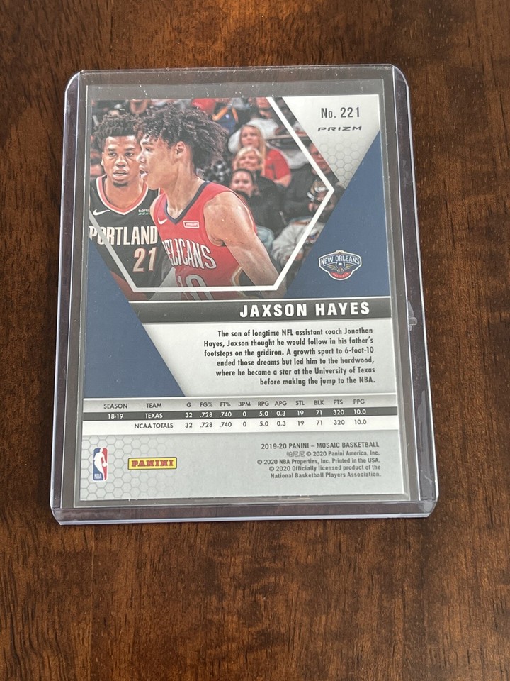 Jaxson Hayes 2019-20 Panini Mosaic Silver Pelicans Rookie Card #221 | eBay