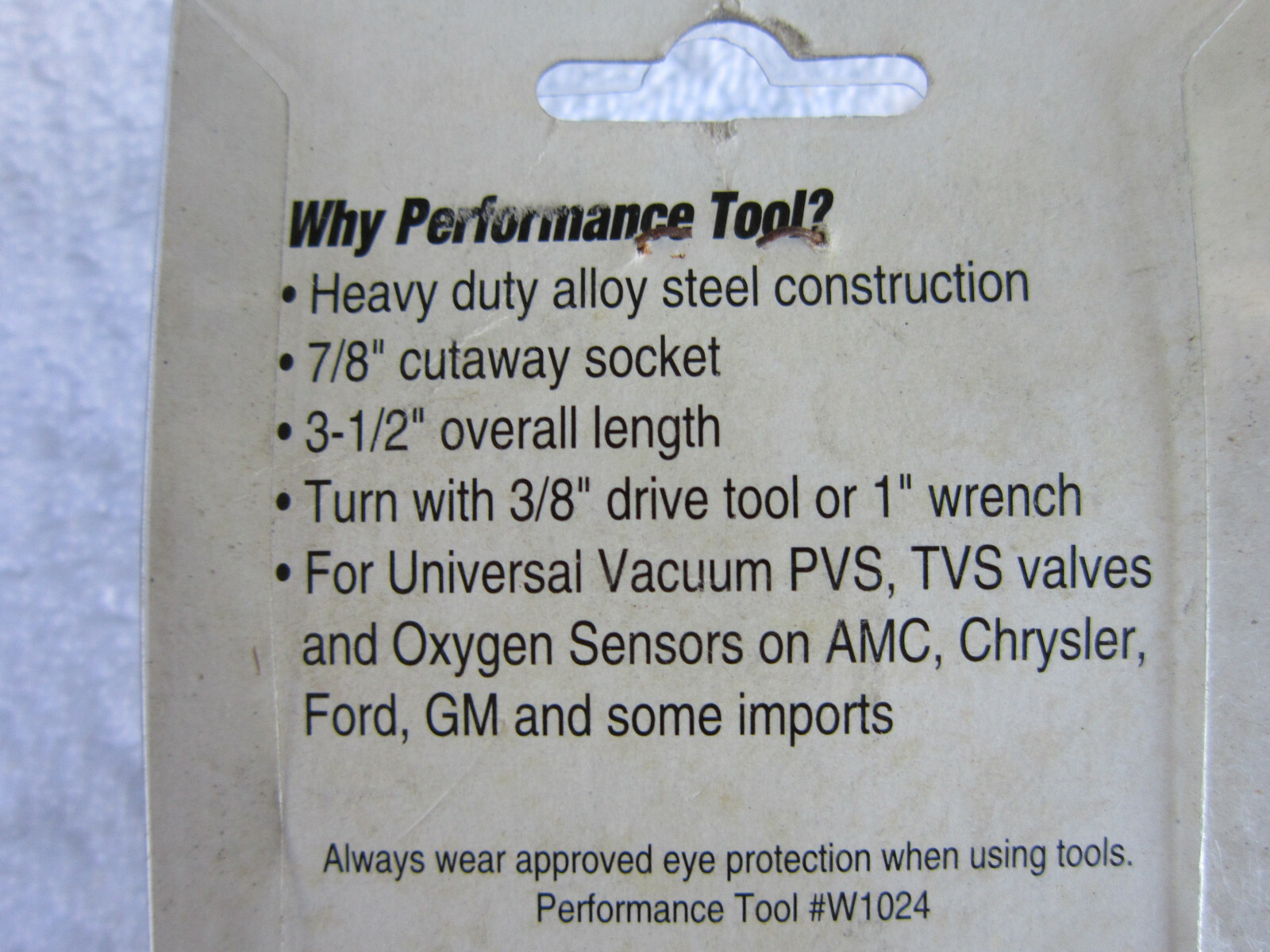 Performance Tool - Oxygen/Vacuum Sensor Socket [7/8" Cutaway] (Part ...