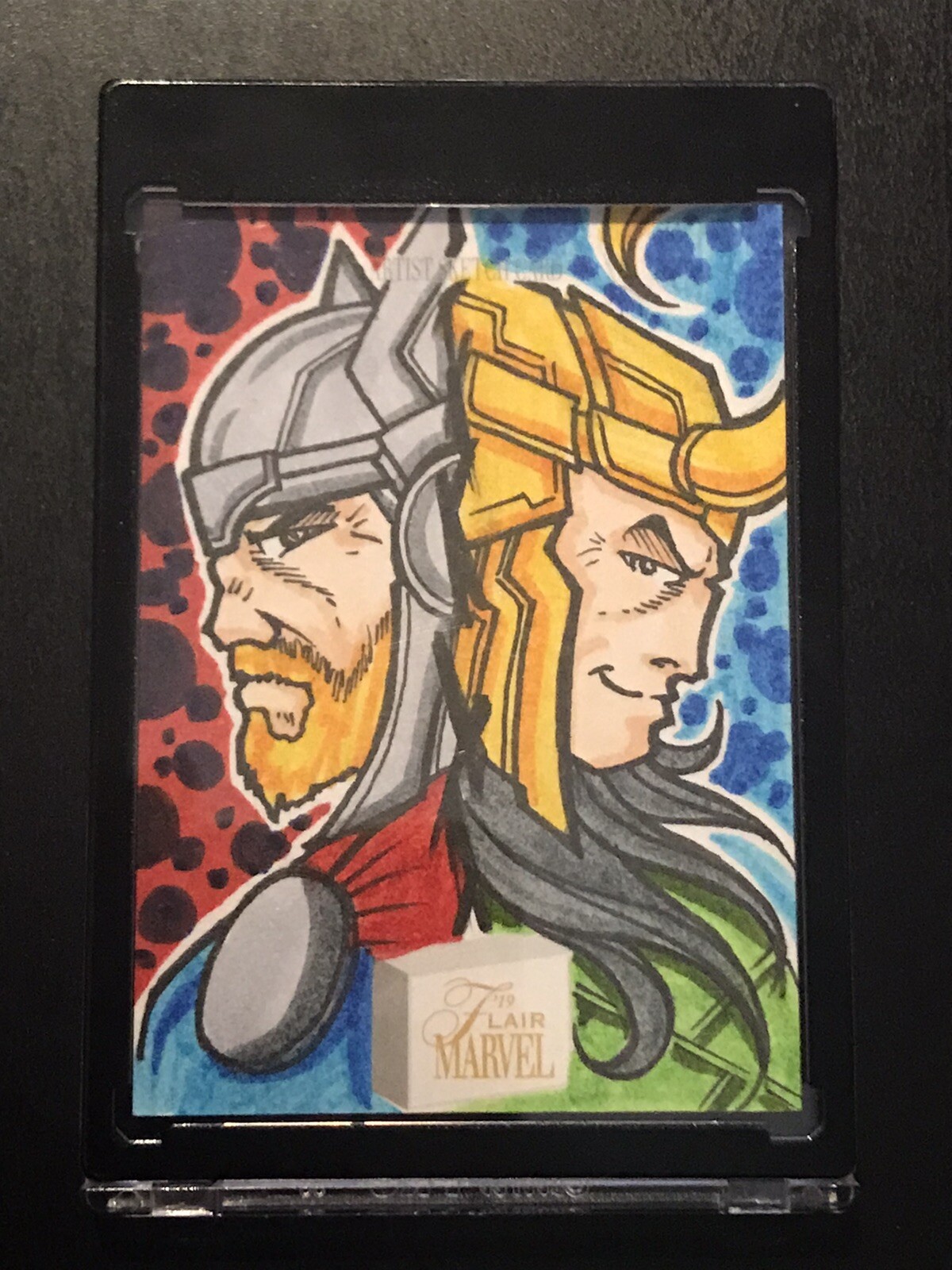2019 Flair Marvel Sketch Card Artist Free Isabelo Thor Loki Beauty!! | eBay