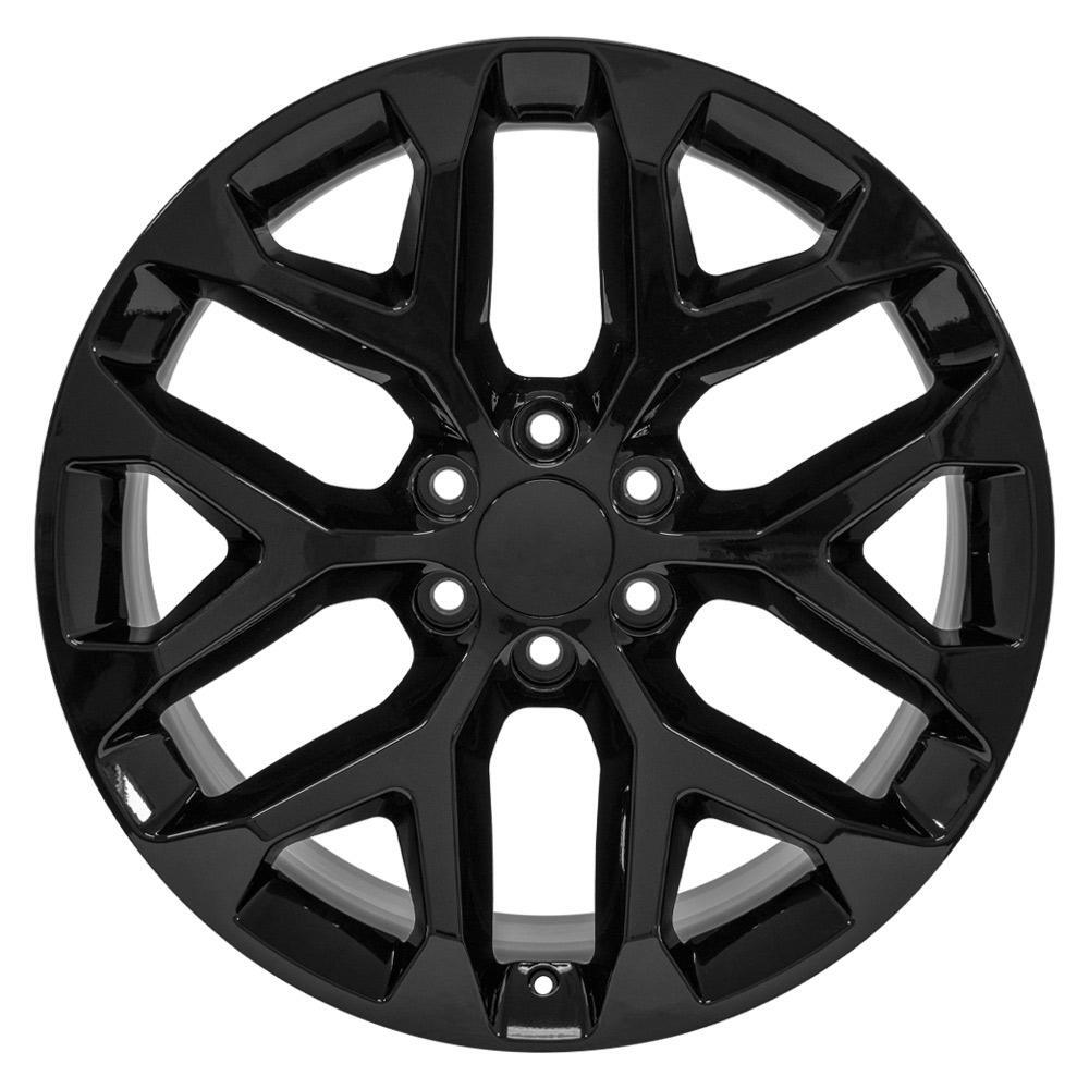 22 inch Gloss Black Snowflake Rims 285/45R22 Tires TPMS Set Fits Sierra ...