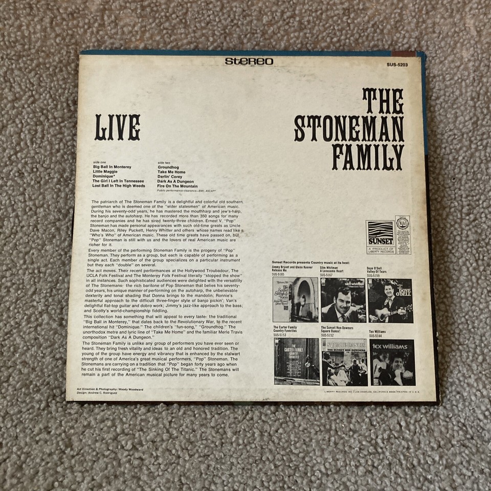 The Stoneman Family – The Stoneman Family "Live" Vinyl 1968 LP ...