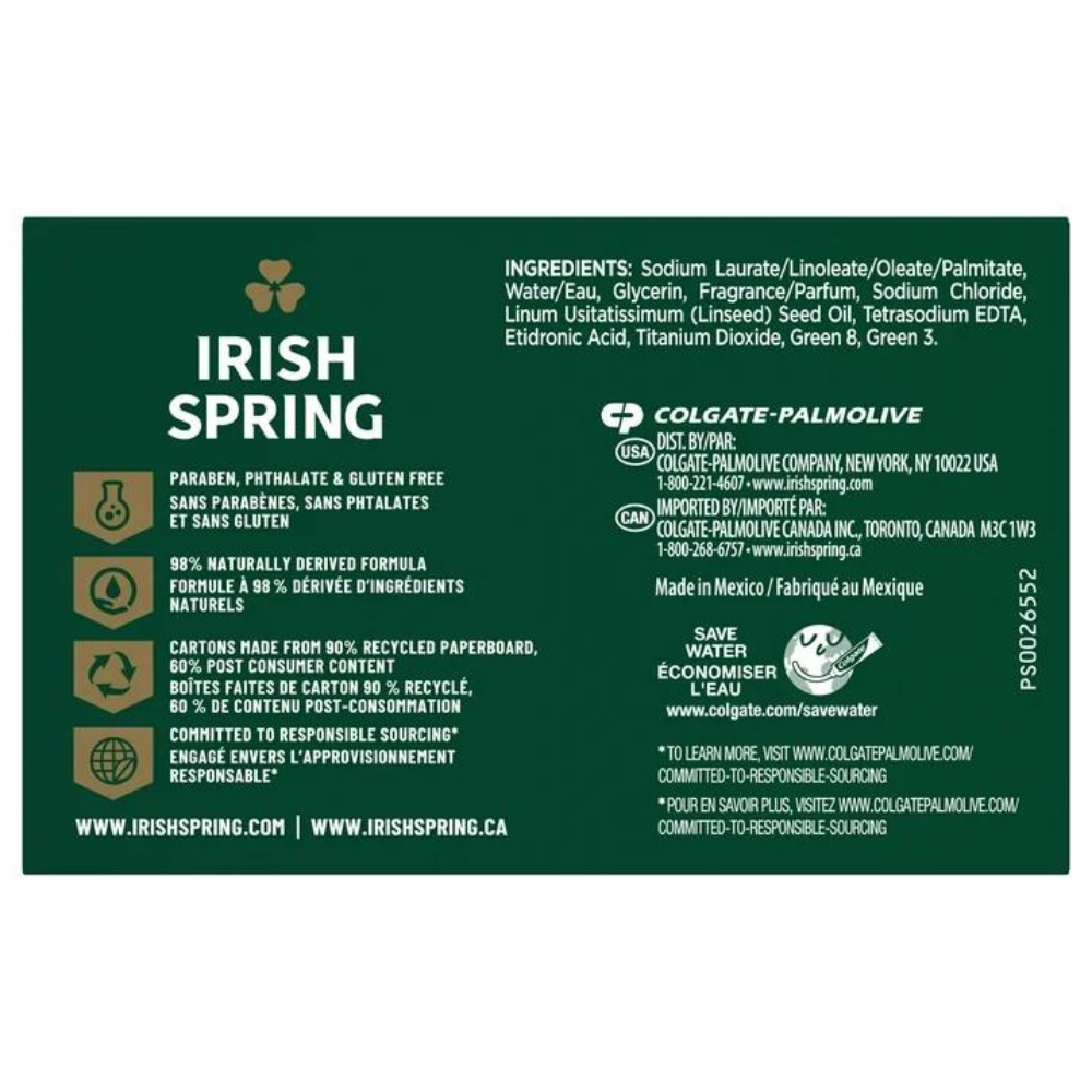 Irish Spring Bar Soap for Men, Original Clean Mens Bar Soap, 12 Pack, 3 ...
