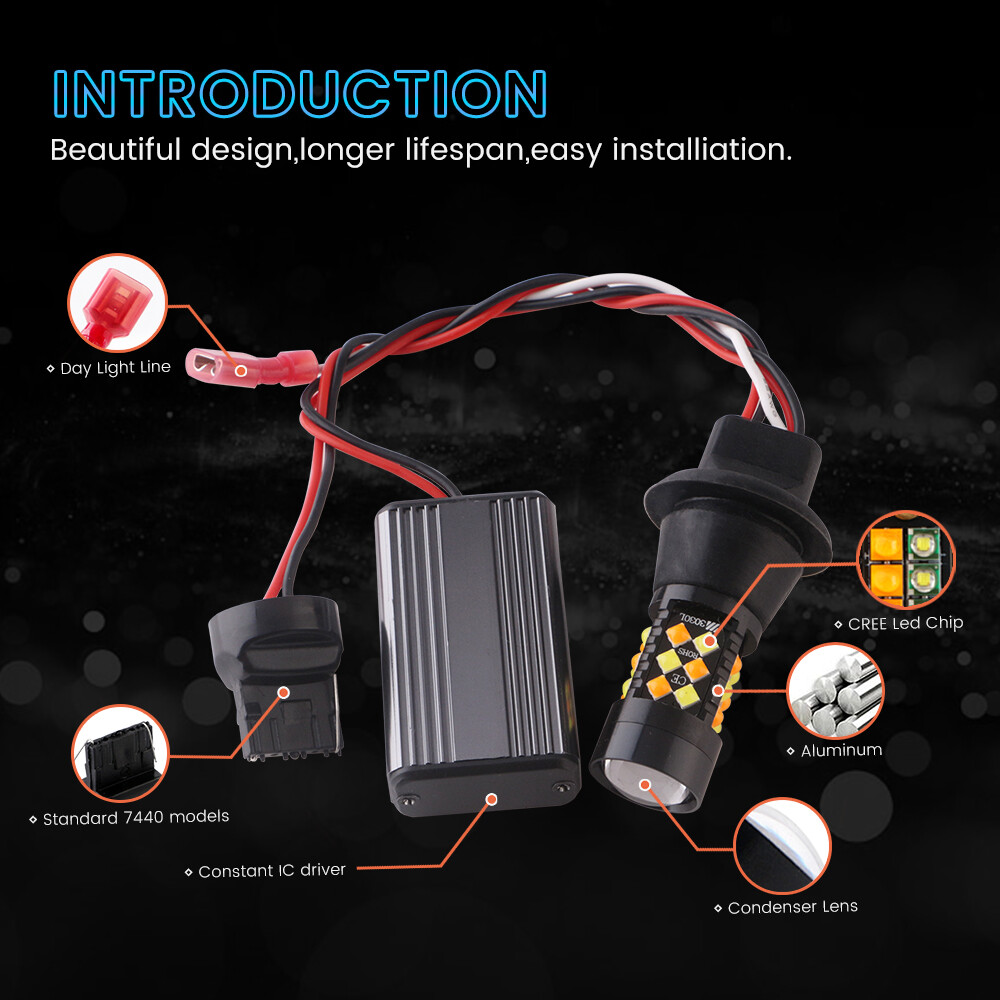 7440 7441 992 Switchback White/Amber T20 LED Turn Signal Tail Light ...