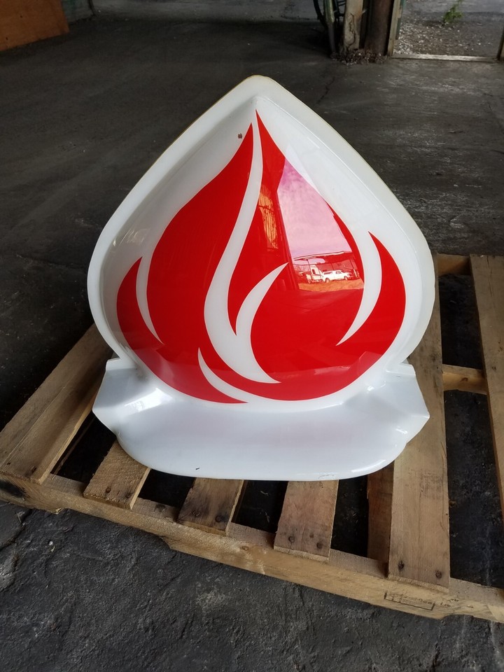 Amoco sign torch flame topper of internally lit 8 foot oval sign. | eBay