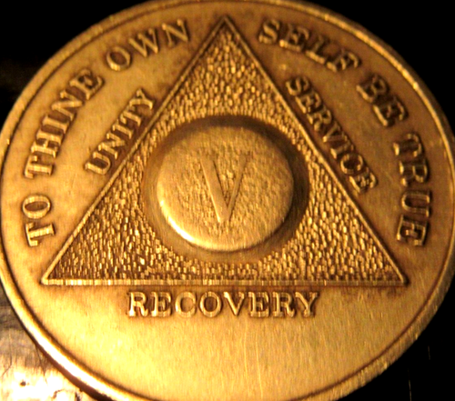 Alcoholics Anonymous AA 5 year Bronze old style Medallion Coin Chip ...