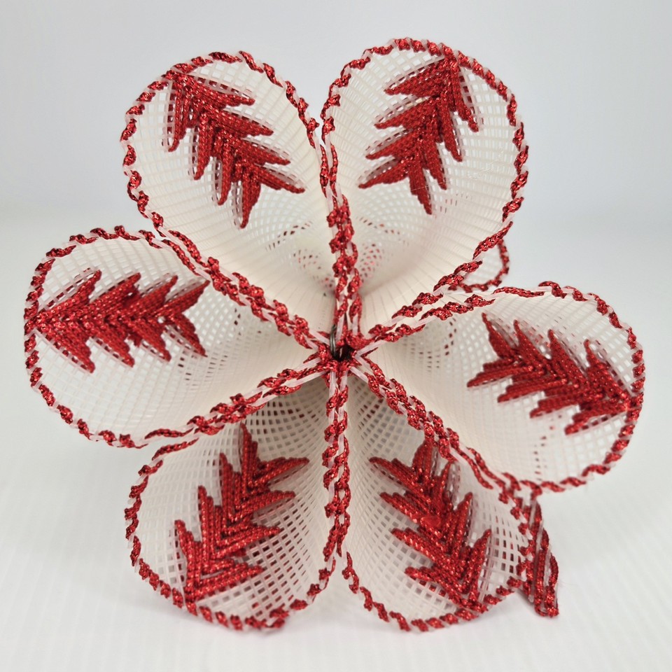 Vtg Angel Christmas Tree Topper Red & White Plastic Canvas Doll 6 ...