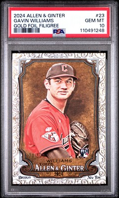 2024 ALLEN & GINTER GOLD FOIL FILIGREE #23 GAVIN WILLIAMS 28/50 PSA 10 ...