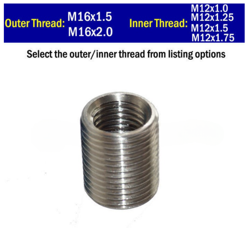 Thread Reducer M16 Female M12(x1.0 1.25 1.5 1.75 2.0)Fitting Male ...