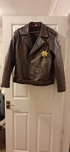 CHP CALIFORNIA HIGHWAY PATROL STYLE TEXPEED BROWN LEATHER JACKET SZ XL ...