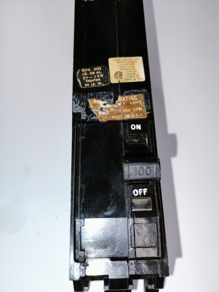 SQUARE D Q12100 2 POLE 100 AMP TYPE Q1 120/240V CIRCUIT BREAKER | eBay