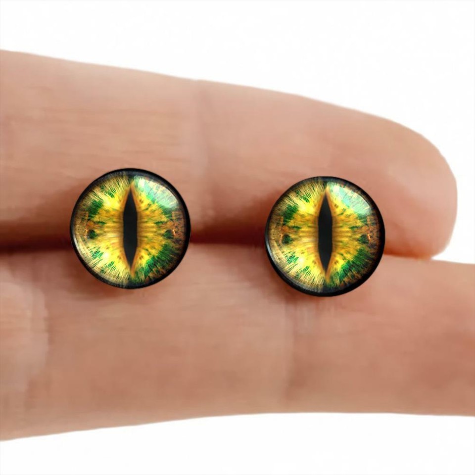 Small Glass Eyes Mossy Green Reptile Monster Eyeballs 12mm Set | eBay