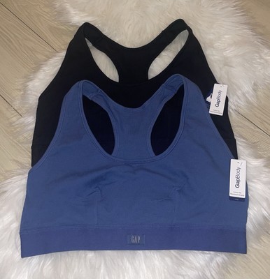 2 GapBody Cotton Rib Racerback Bralettes Bras Womens L Large Blue Black ...