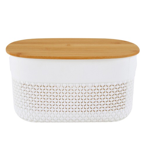 Home Expression White 24cm Plastic Basket Oval Organiser Storage w ...