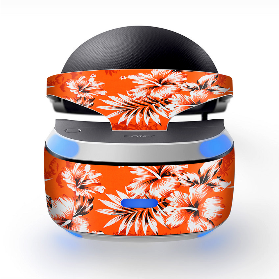 Skin Wrap for Sony Playstation PSVR Headset Orange Tropical Hibiscus ...
