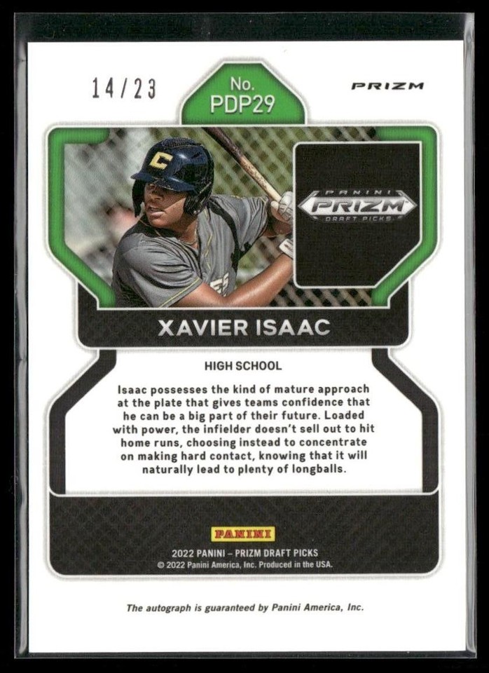 2022 Panini Prizm Draft Picks Xavier Isaac Auto Lime Green #14/23 # ...