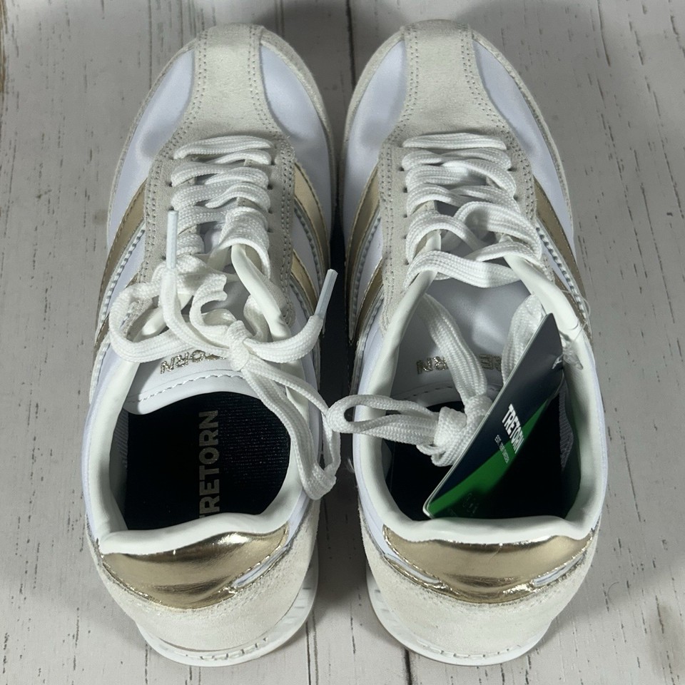 Tretorn Kristine Elite Sneakers Low Top Lace Up Shoes White Gold Womens ...