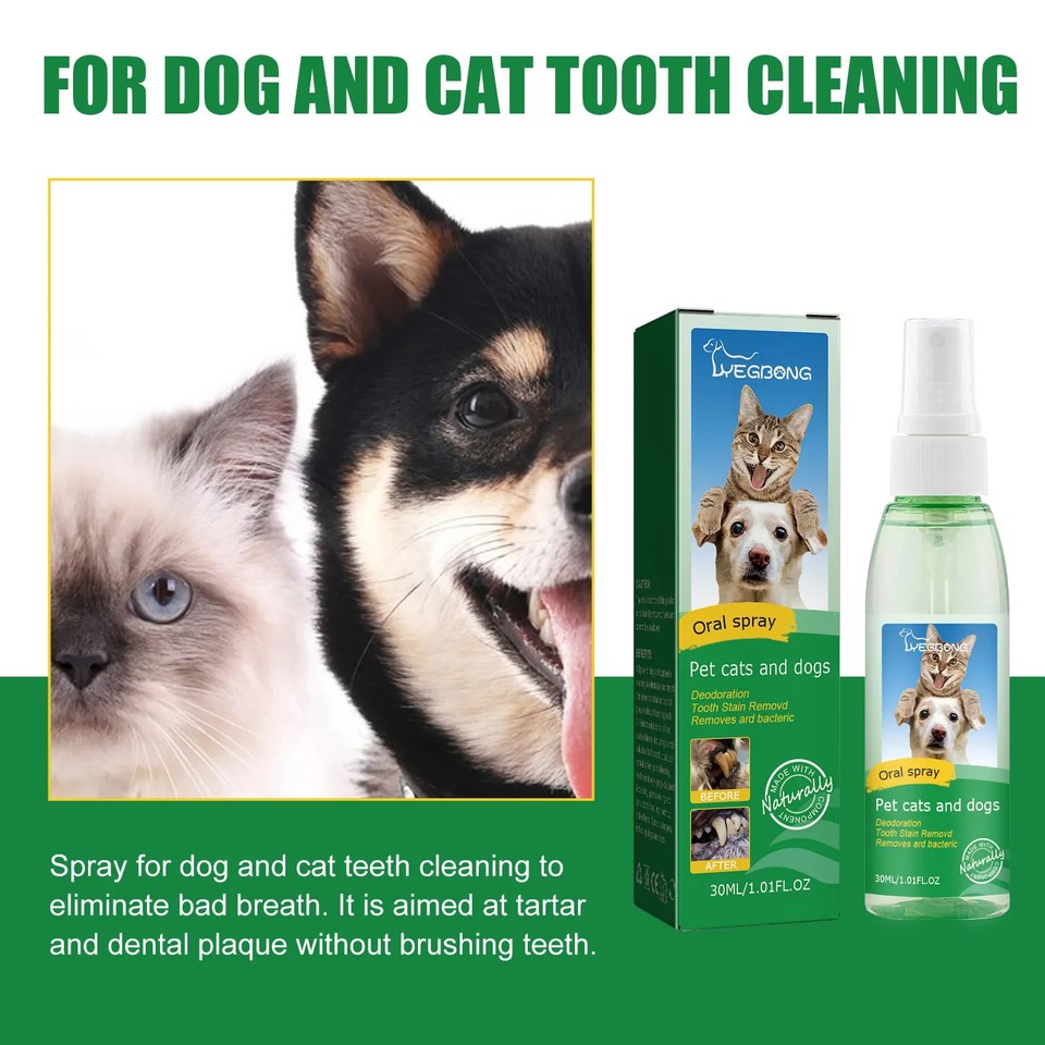 Pet Tooth Cleaning Spray Dog Mouth Fresh Teeth Clean Deodorant Oral ...