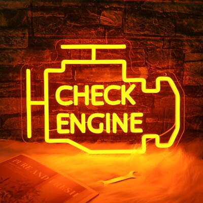 Check Engine Neon Sign, Garage Decor LED Light, Dimmable USB Neon for ...