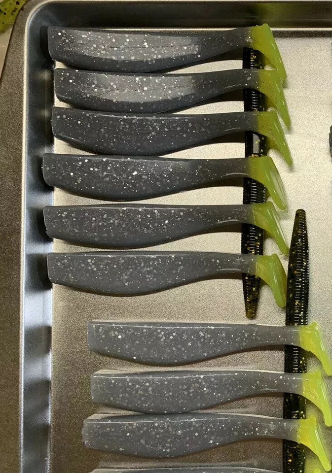 25ct Lot 4” chrome silver paddle tail swimbait Chartreuse Soft Plastic ...