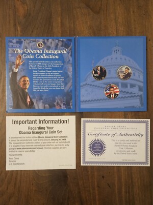 The Barack Obama Inaugural Coin Collection w/ COA Jan 20, 2009 3 Coin ...