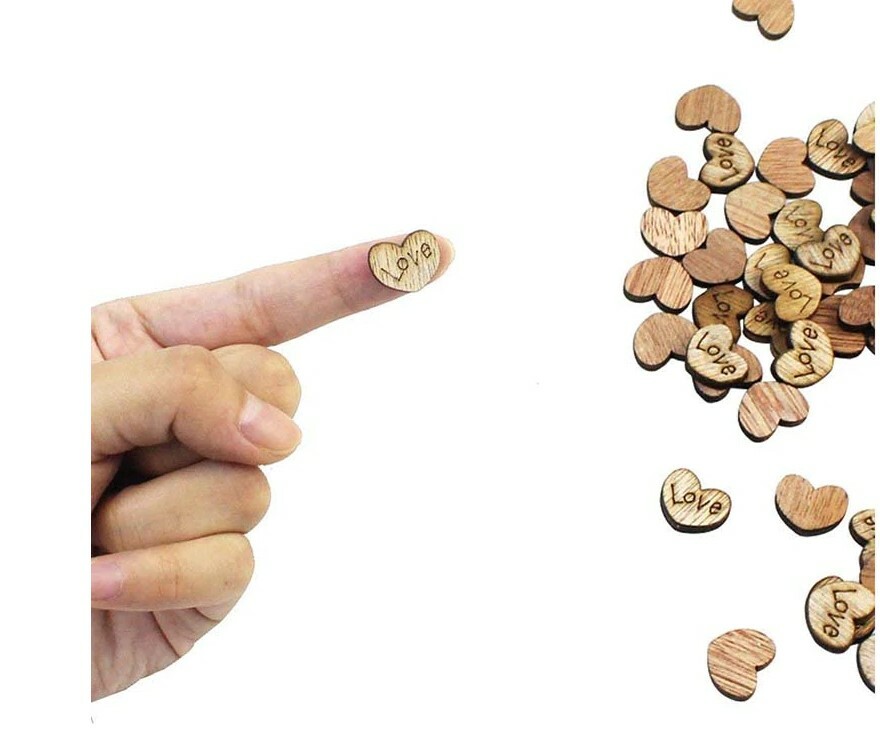 100 pcs Rustic Wooden Love Heart Wedding Table Scatter Decoration ...