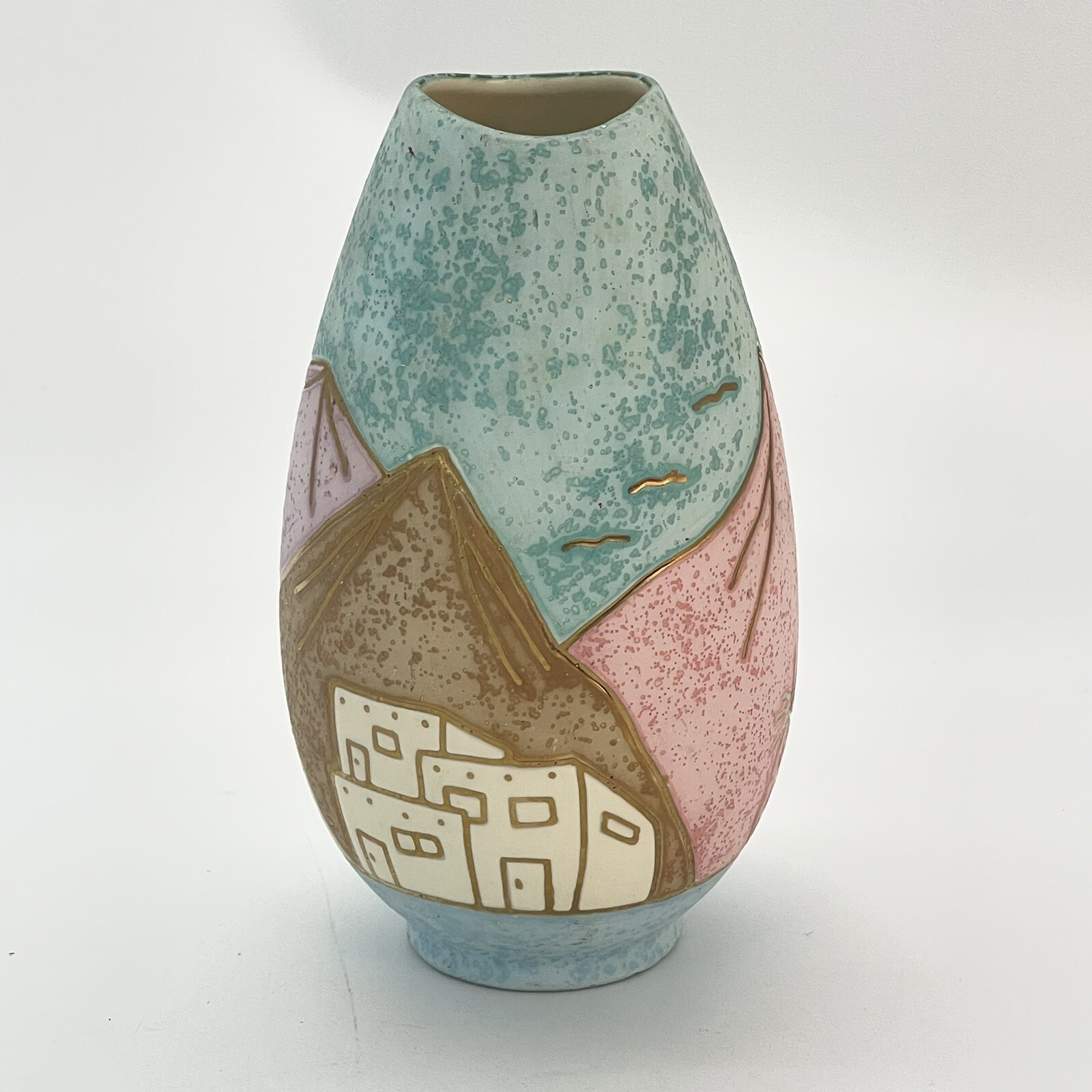 Rainbow Way Ltd Arts Of The Southwest Vase Pastel Hand Painted Signed 7 ...