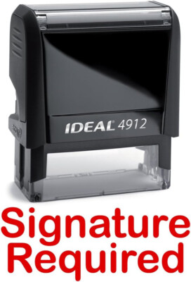 SIGNATURE REQUIRED Red Stock Self-Inking Rubber Stamp | eBay