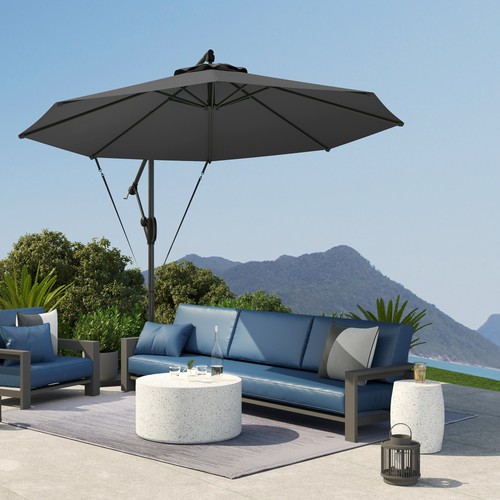 Garden Cantilever Parasol with Cover and Wind Protection Strap UPF50 ...
